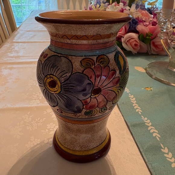 Accents | Vintage Embossed Pottery Vase Hand Painted Florals 6 | Poshmark